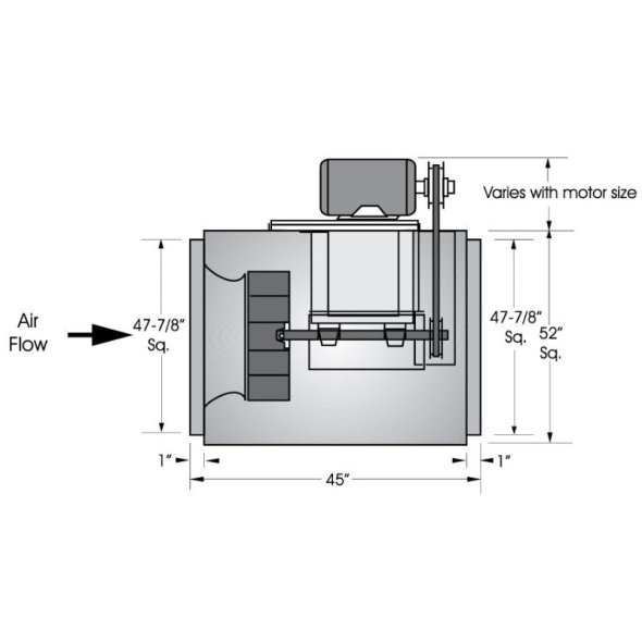 Square Inline Duct Fan 36 inch 12035 CFM Belt Drive SQB36VH1S